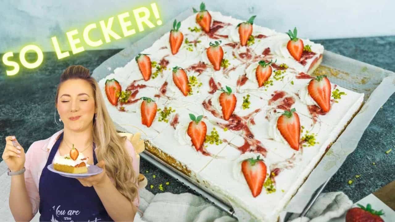 Erdbeer Schmandkuchen vom Blech – Einfaches Rezept – Kuchenfee Lisa